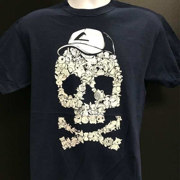 LevelUp Outfitters | Tops | Pokemon Ash Ketchum Skull And Bones Tshirt ...